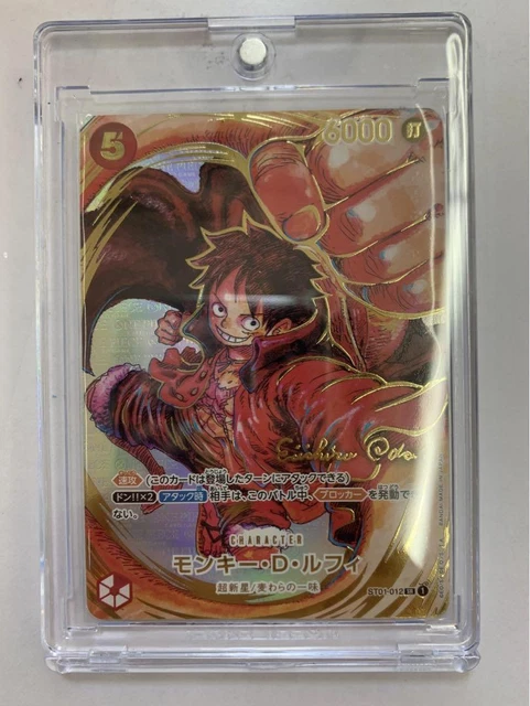CARTE ONE PIECE Monkey D. Luffy ST01-012 SR Oda Sign Signature NM OP-05 ...