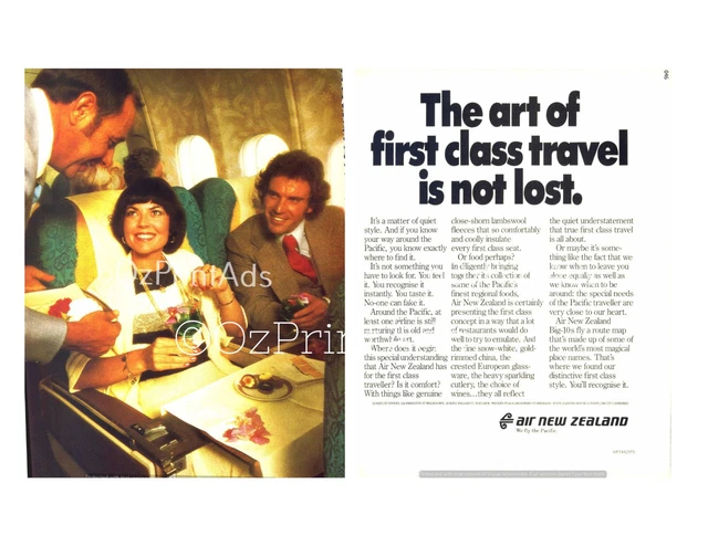1970S AUSTRALIAN PRINT Advert AIR NEW ZEALAND FIRST CLASS AIR TRAVEL ...