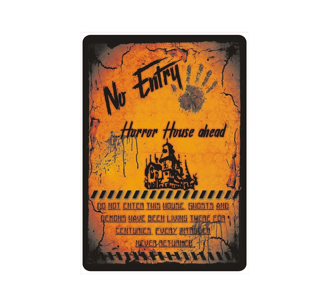 SIGN SIGN NOTE "No Entry Horror House Ahead" Scary Zombie Death £4.69 ...