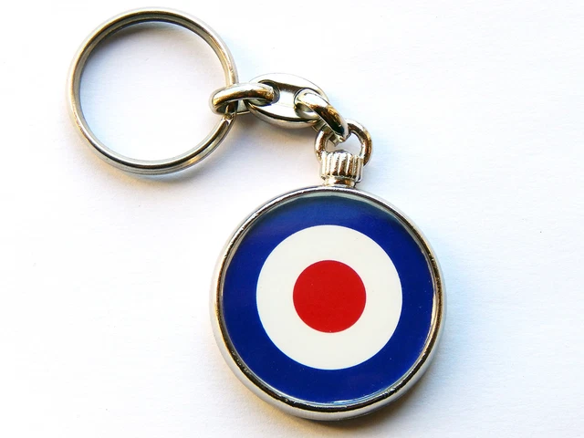 RAF ROYAL AIR FORCE Target Icon Quality Chrome Keyring Picture Both ...