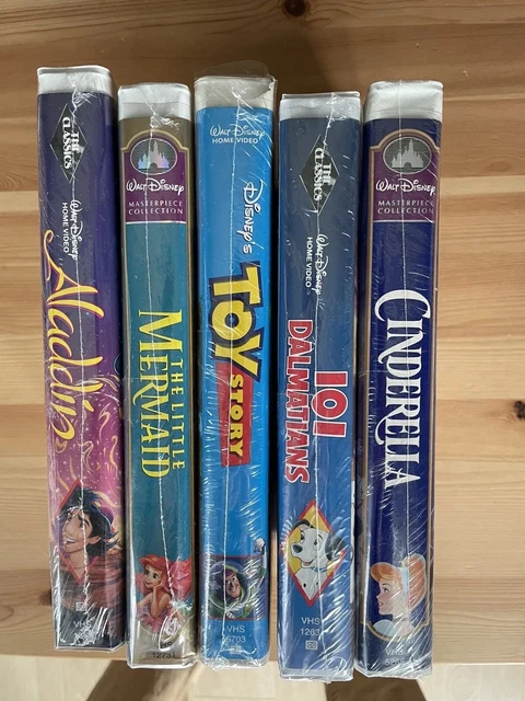 5 DISNEY VHS Lot-101 Dalmatians, Aladdin, Cinderella, Little Mermaid ...