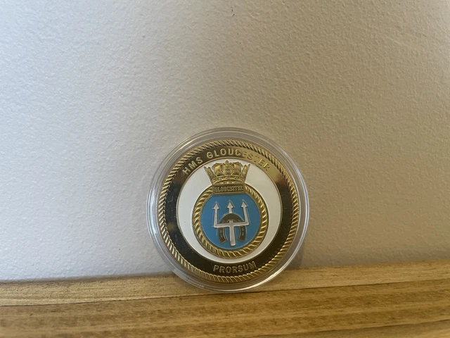 ROYAL NAVY HMS Gloucester Gold Plated Collectable Coin £9.99 - PicClick UK