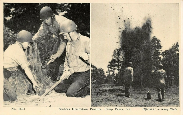 CAMP PEARY VIRGINIA~US Navy Seabees Demolition Practice~1940s WWII B&W ...