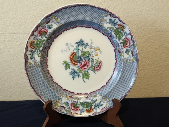 ANTIQUE COPELAND LATE Spode Plate Blue Floral Pattern ~ 10" Single ...