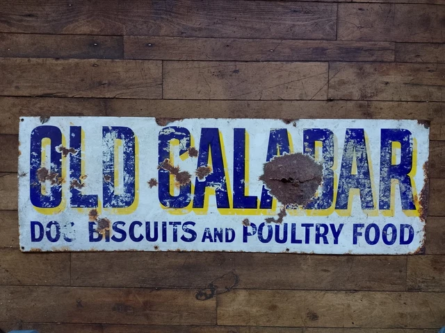 VINTAGE ENAMEL SIGN-OLD Calabar Dog Biscuits And Poultry Food /Farming ...