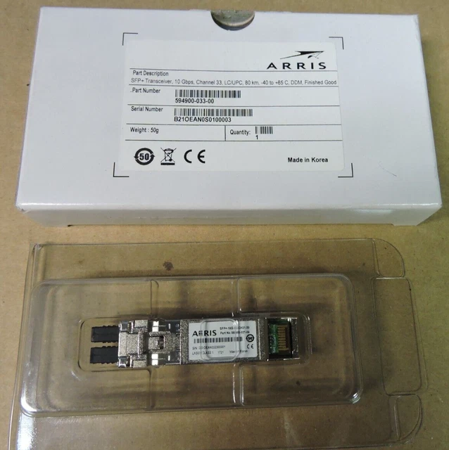 NEUF ARRIS SFP+ 10GB Channel-33 Émetteur-récepteur LC/UPC 80Km Ddm ...