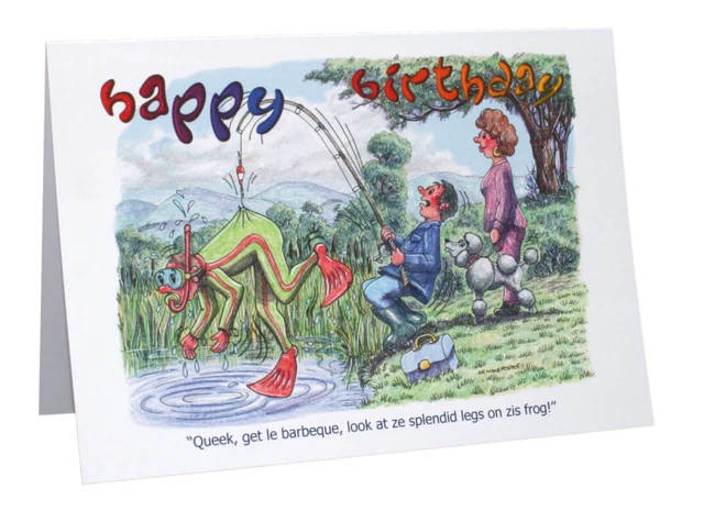 HAPPY BIRTHDAY FISHING Humour Cartoon A5 Funny Greeting Card By Armand ...