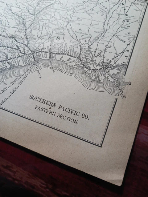 1890 RAILROAD ROUTE map SOUTHERN PACIFIC COMPANY East Coast All Lines ...