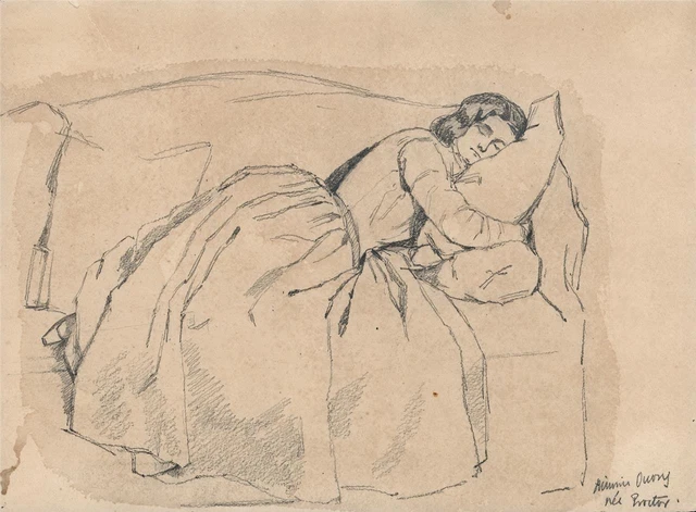 SLEEPING LADY STUDY - Victorian Pencil Drawing - 19th Century £80.00 ...
