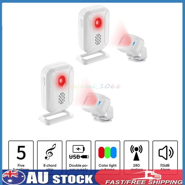 2X SHOP DOOR Sensor Wireless 113dB PIR Motion 280m Sensor Door Bell ...