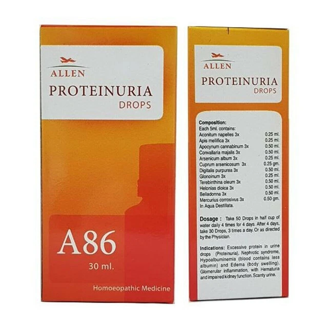 ALLEN A86 PROTEINURIA Drops (30ml)Excessive Protein in Urine, Swelling ...