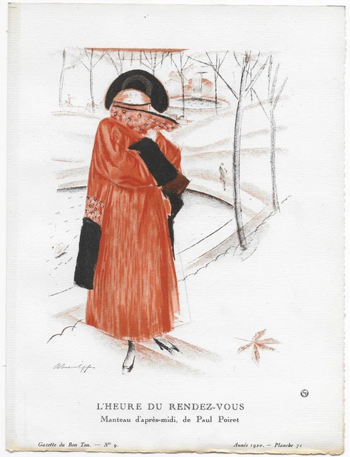 ALEXANDRE IACOVLEFF PAUL POIRET Pochoir Original 1920 GAZETTE DU BON ...