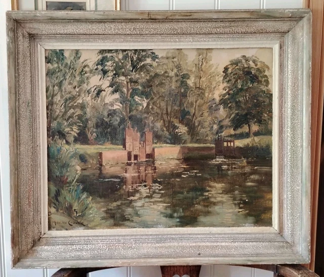 OIL PAINTING -THE Old Hatch On The River Lambourne Maurice Codner 1888 ...