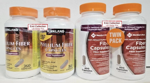KIRKLAND SIGNATURE & Member's Mark Psyllium Fiber Capsules (2 & 2 ...