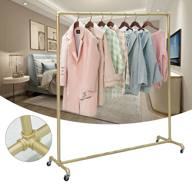 HEAVY DUTY COMMERCIAL Clothes Rail Gold Garment Hanging Display Rack ...