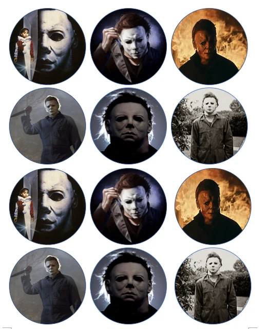 SET OF 12 Michael Myers Halloween edible paper, cupcake toppers, choose ...