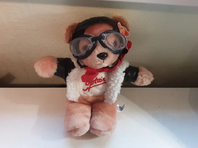 AVIATOR TEDDY BEAR Soft Toy With Pilot's Goggles And 'Leather' Jacket ...