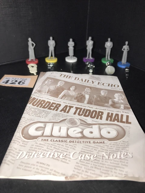 HASBRO CLUEDO BOARD Game PARTS: 6 Character Tokens 6 Weapons Rules,list ...