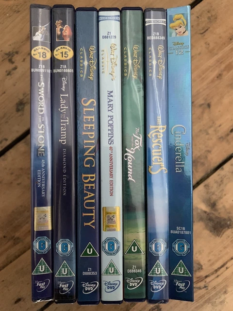 7 X WALT disney dvds bundle. Cinderella, Sword In The Stone, Lady And ...
