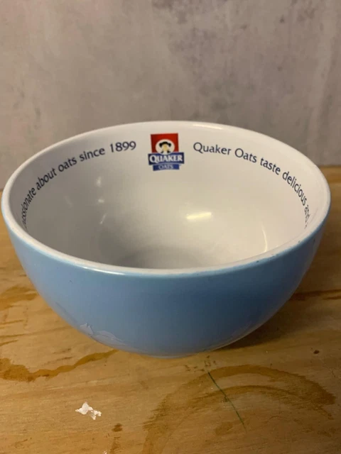 ORIGINAL QUAKER OATS Ceramic Blue Bowl Breakfast Porridge Oats So ...