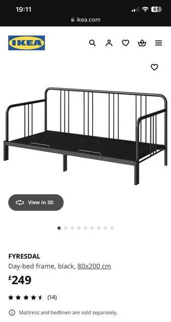 IKEA FYRESDAL DAY-BED frame, black, Double, Single, Sofa, Man-den ...