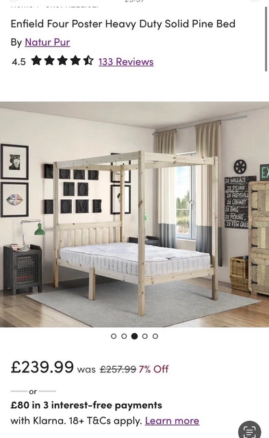 FOUR POSTER BED Frame - 4ft Small Double 4 Poster Bed Frame (EB49) £104 ...
