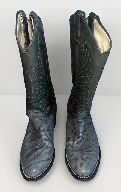 MEN’S USA MADE Gray Leather Western Boots Size 7D Cowboy Boots £71.61 ...