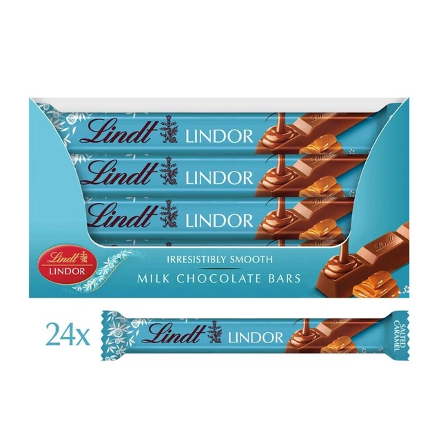 LINDT LINDOR SALTED Caramel Chocolate Bar 38g Pack of 24 £19.99 ...