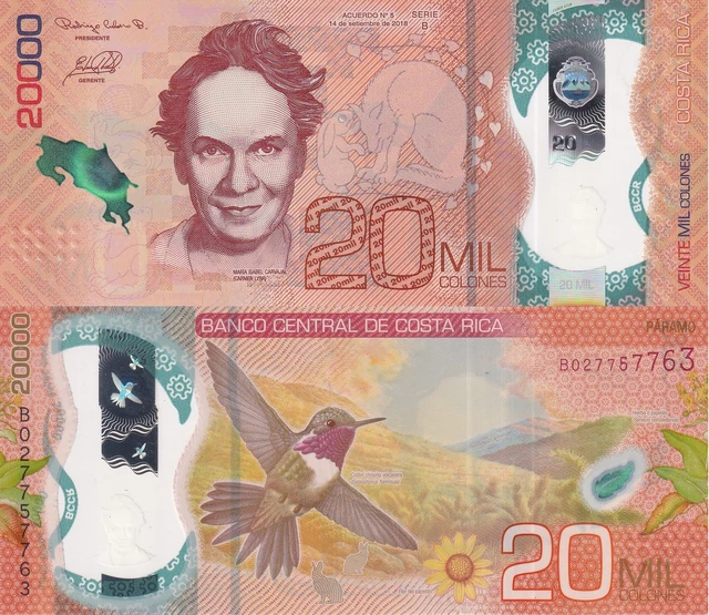 COSTA RICA 20000 Colones 2018/2020 P 284 Polymer UNC $120.98 - PicClick CA