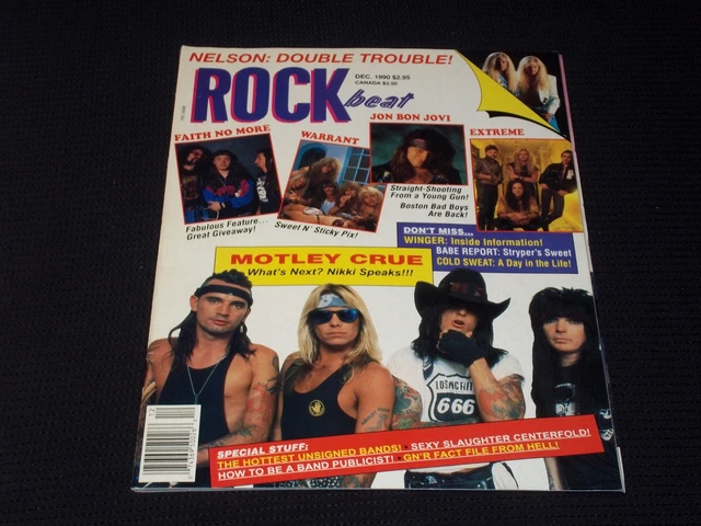 1990 DECEMBER ROCK Beat Magazine - Motley Crue Front Cover - E 7641 £27 ...