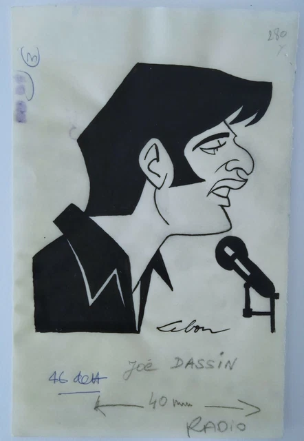 JOE DASSIN/CARICATURE ORIGINALE D'andré Lebon/Encre De Chine Sur Papier ...