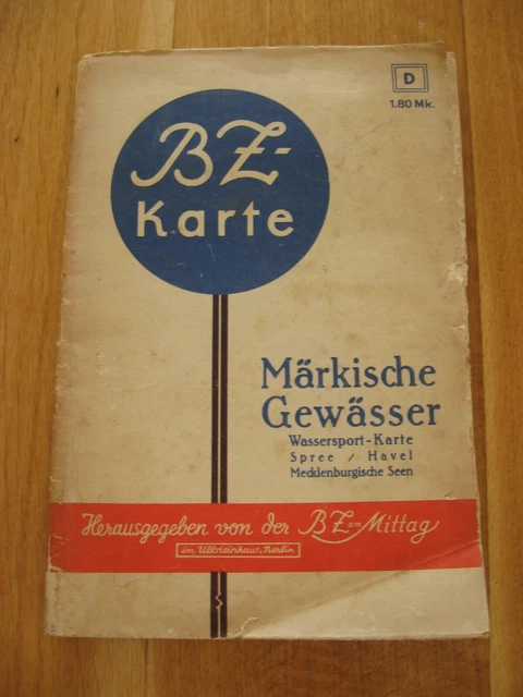 ALTE LANDKARTE BZ Karte Märkische Gewässer Wassersport Karte Spree Havel Seen EUR 19,99 ...