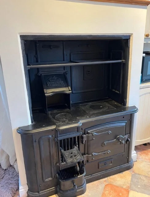 ANTIQUE CAST IRON Victorian Oven Kitchen Range for Fireplace 142cm H £ ...
