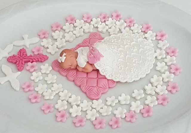 TAUFE MÄDCHEN TAUFKLEID Set Deko Torte Geburt Tortendeko Tortenaufleger Fondant EUR 27,98 ...