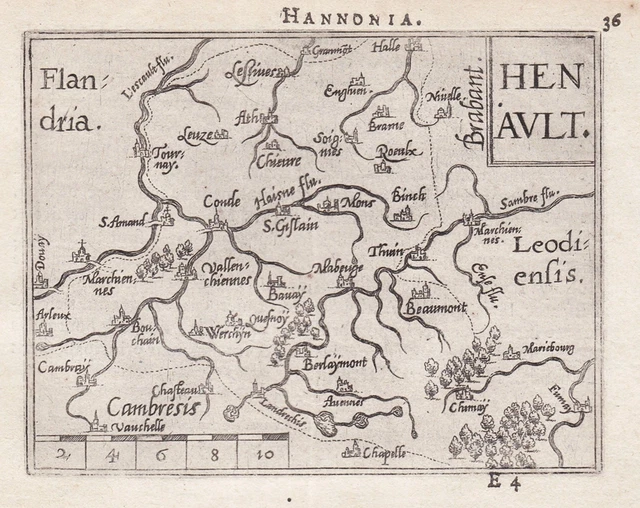 HAINAUT HENNEGAU HAINAULT Belgique Carte Map Carte Ortelius 1588 EUR 49 ...