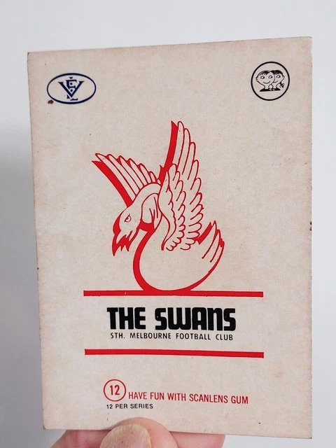 SCANLENS 1973 VFL footy card logo sticker #12 SOUTH MELBOURNE SWANS VGC ...