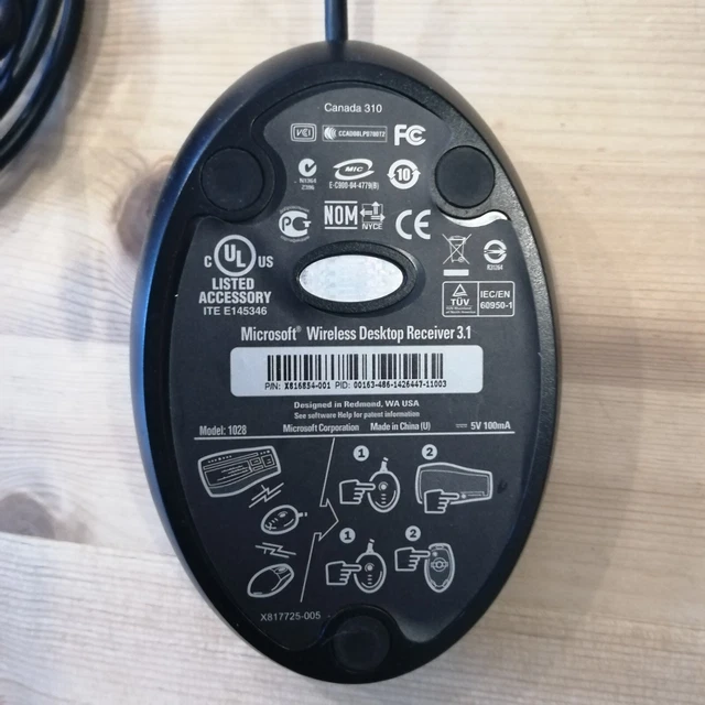 MICROSOFT CANADA 310 Wireless Desktop Keyboard Mouse Receiver 3.1 Model ...