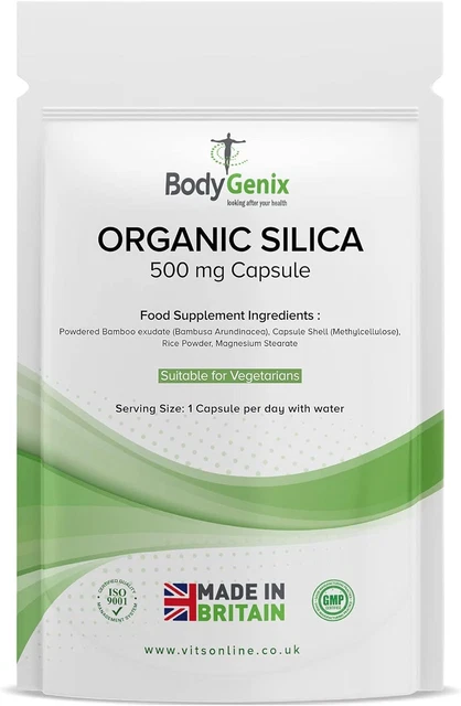 BODYGENIX SILICA 500MG Capsules Silicon Bamboo Extract 120 Count (Pack ...
