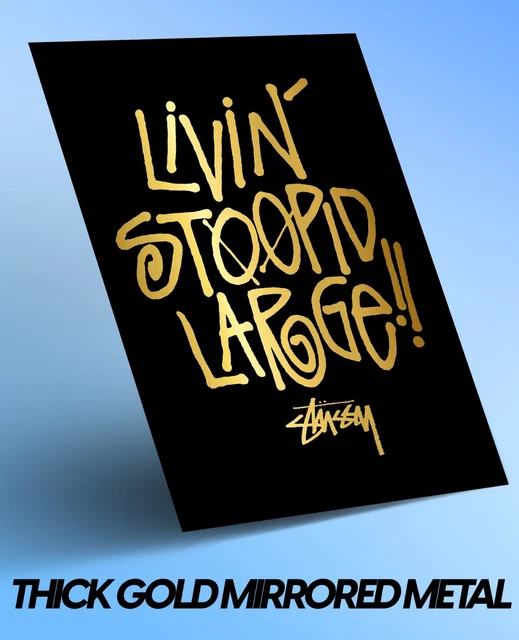 LARGE STUSSY THICK Gold Mirrored Metal Rare Shop Display Sign/Advert ...