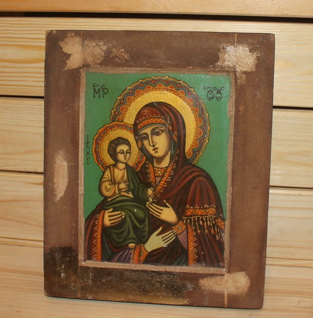 HAND PAINTED ORTHODOX icon Christ Child Virgin Mary $247.12 - PicClick AU