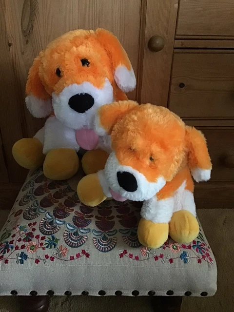BUTLINS RAINBOW FLUFFY Orange White Dog Plush Soft Toy Bundle 9" 14 ...