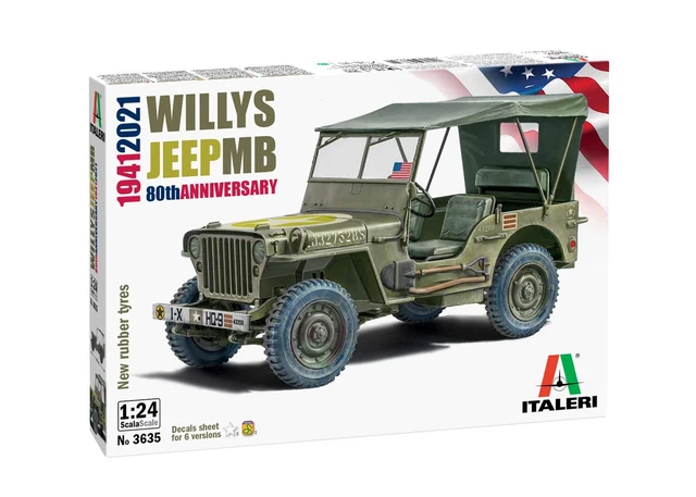 ITALERI 3635 WILLYS Jeep MB 80th Anniversary 1:24 Model Kit EUR 39,66 ...