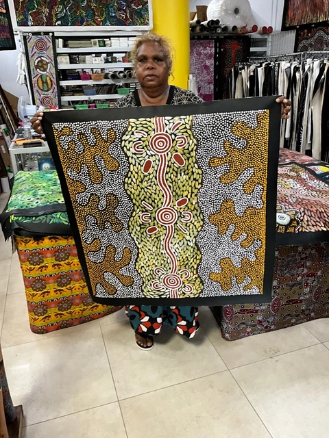 SHARON BUTCHER ABORIGINAL Artist Painting WOMEN COLLECTING BUSH ...