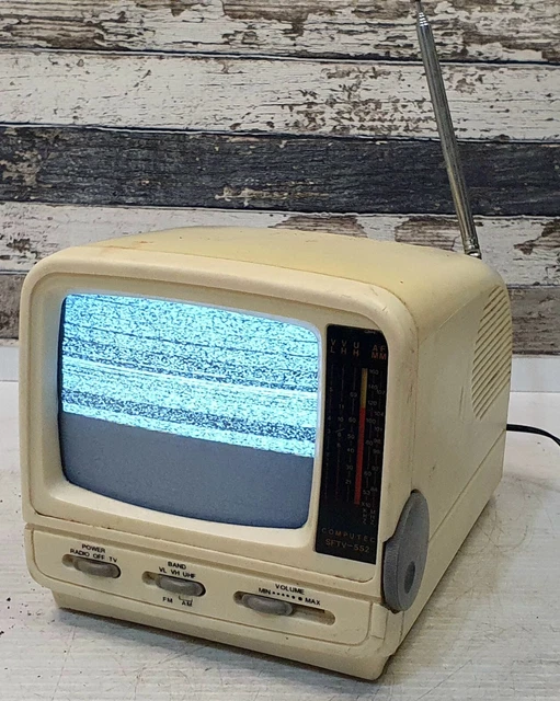 OLD SCHOOL COMPUTEC Portable B&W TV Model; SFTV-552 with AM-FM Radio ...