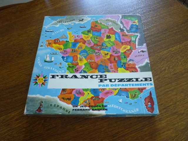 ANCIEN PUZZLE EN bois jeu éducatif Carte de France par Fernand Nathan ...