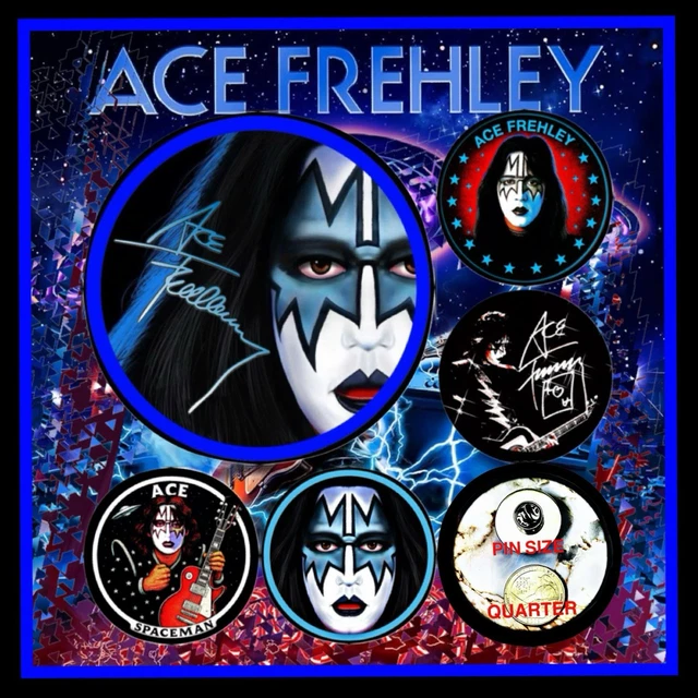 ACE FREHLEY THE Spaceman 🇺🇸Five Ace Frehley Large Pins 🇺🇸 £22.03 ...