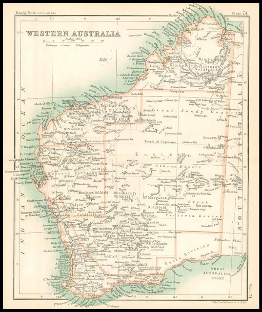 C1912 MAP OF WESTERN AUSTRALIA Chart Regions (BS78) £15.00 - PicClick UK
