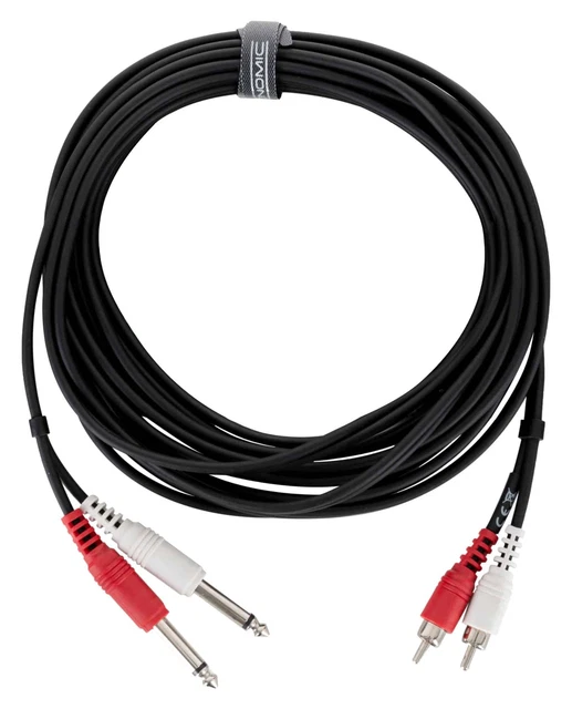 CABLE AUDIO PRISE 2x Jack 6,3mm Mono Male vers 2x RCA Mâles Phono ...
