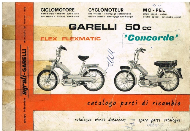 GARELLI 50CC FLEX CONCORDE FLEXMATIC ORIG. FACTORY PARTS CATALOGUE (GB ...