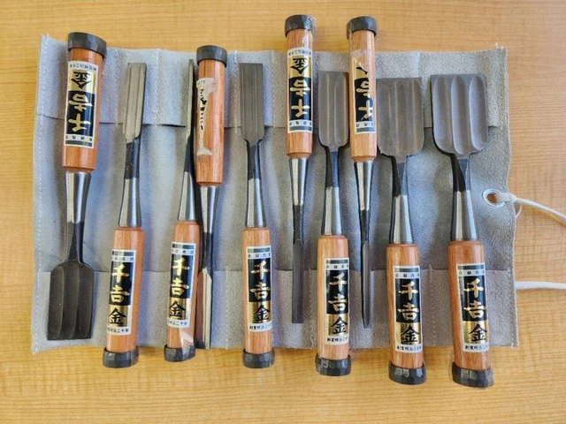VINTAGE JAPANESE CHISEL 10set Nomi made by famous blacksmith Senkichi ...